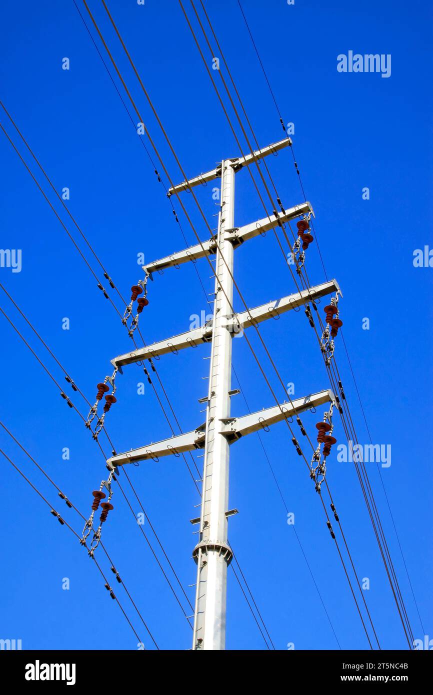 high voltage electric power steel tube tower under sky, north china ...