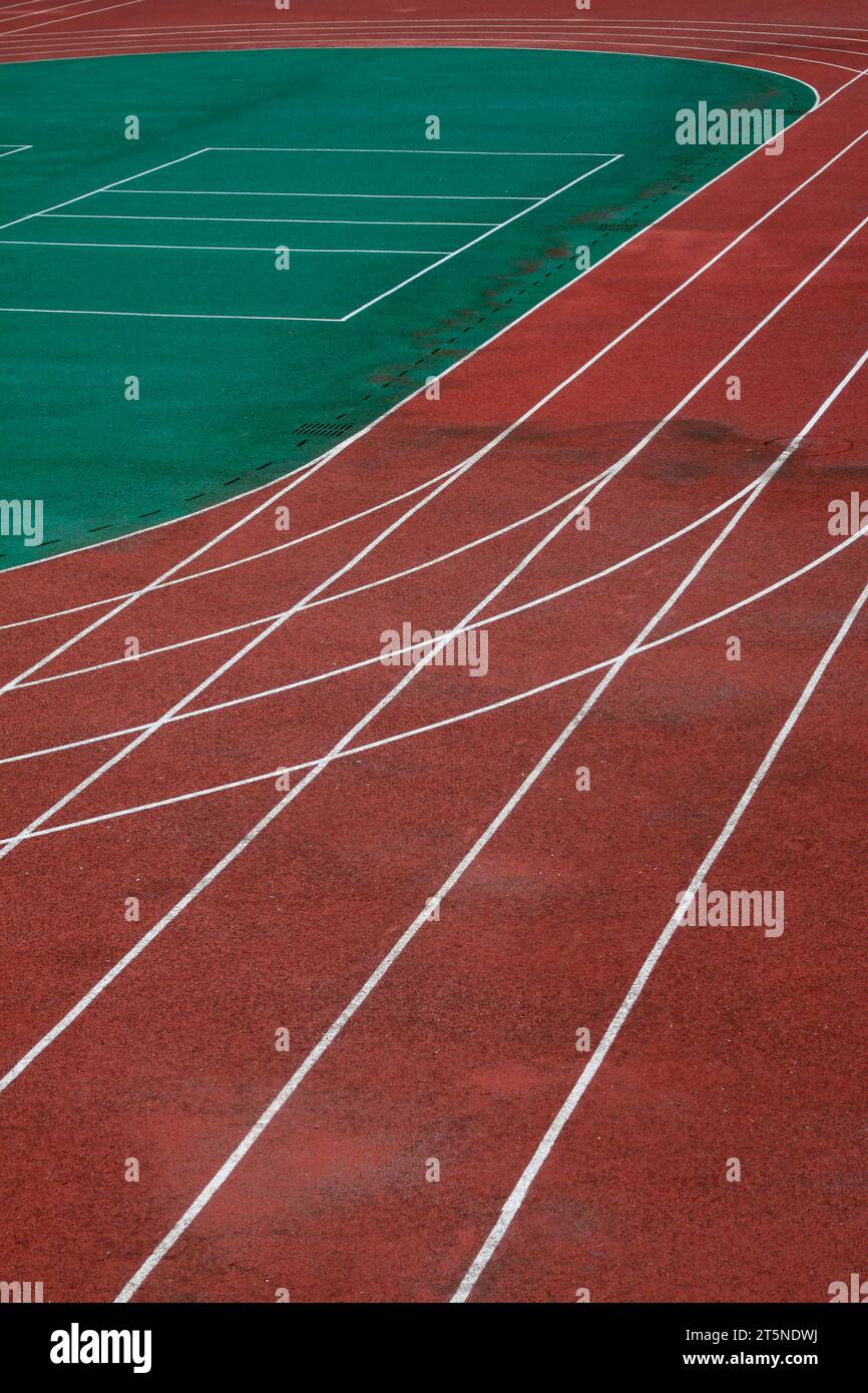plastic runway in a sports ground in a middle school Stock Photo - Alamy