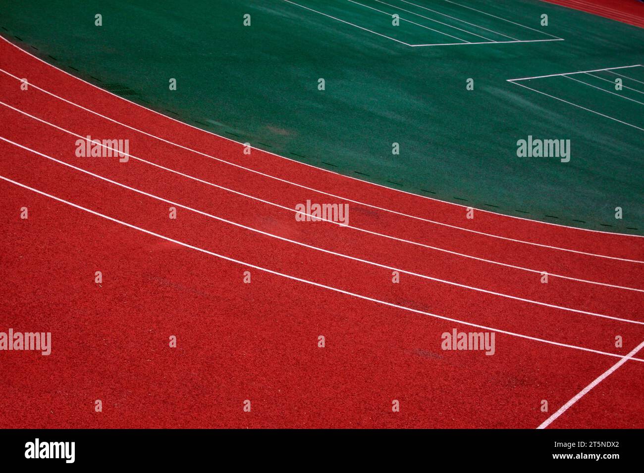 plastic runway in a sports ground in a middle school Stock Photo - Alamy