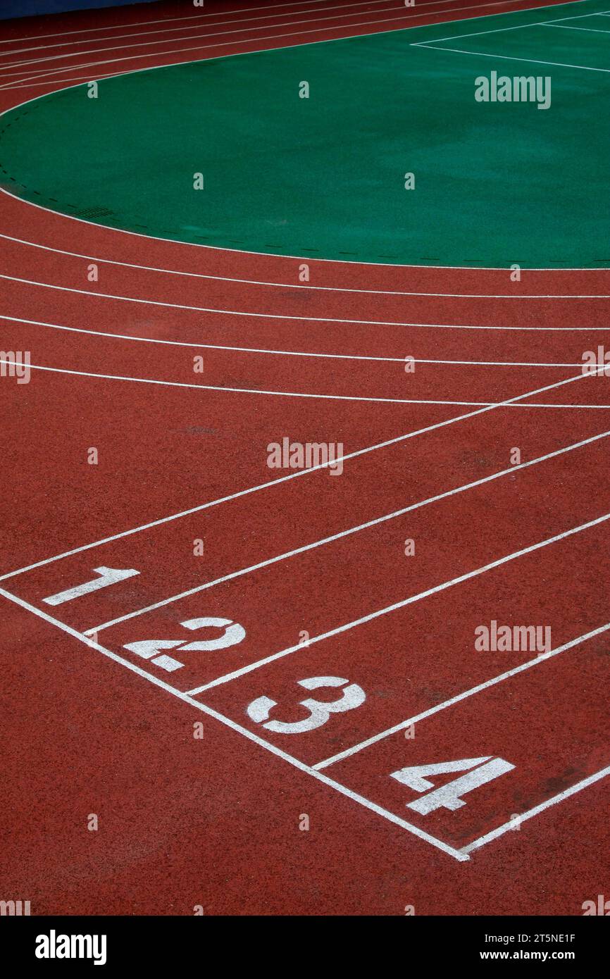 plastic runway in a sports ground in a middle school Stock Photo - Alamy