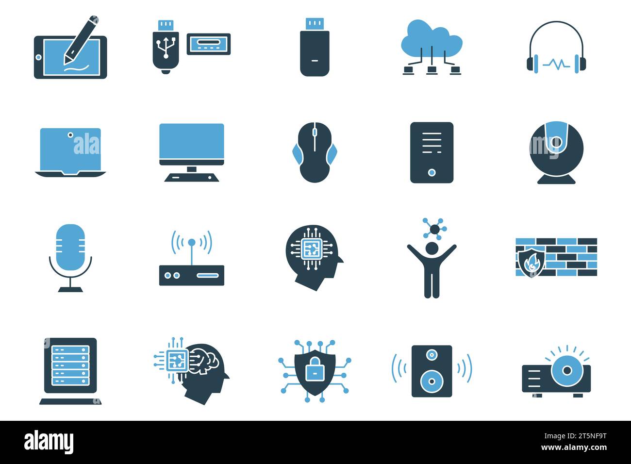 computer technology icon set. laptop, monitor, cloud computing ...