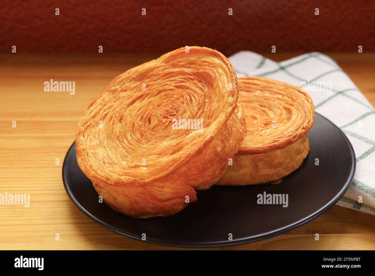 Pair of Supreme Croissants with Timber Ring Liked Texture Stock Photo ...