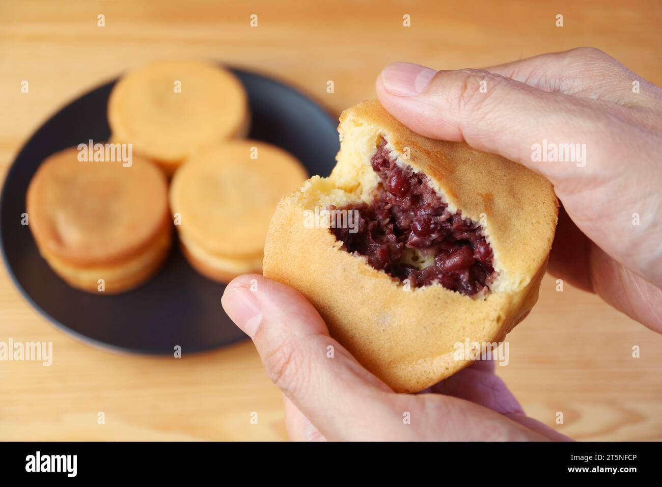 Hand Splitting Delectable Japanese Azuki Bean Paste Filled Dessert ...