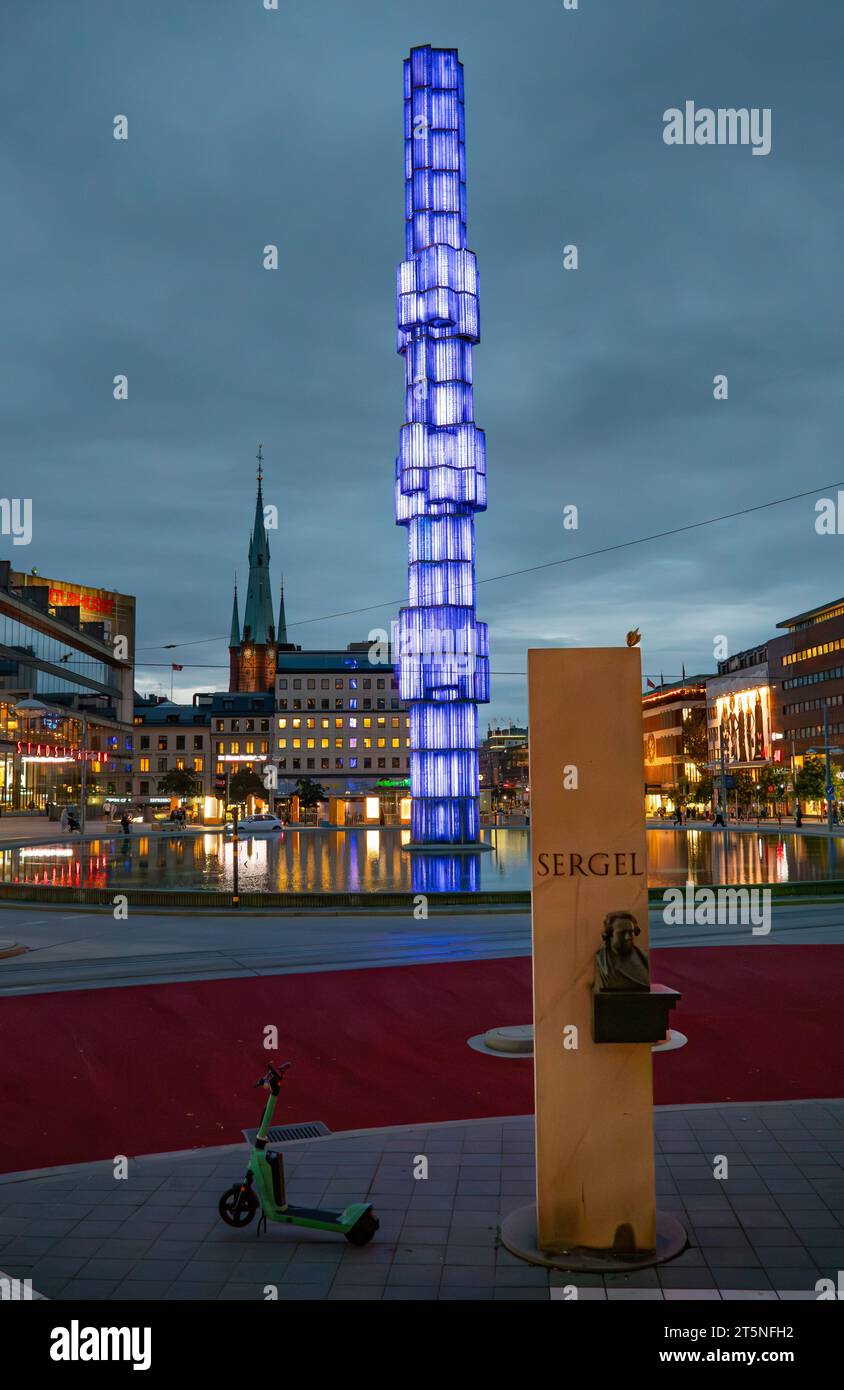 The famous monument on Sergel’s square in Stockholm, Sweden in the ...