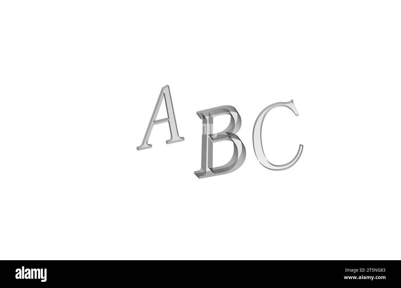 ABC rendering letters on a white background, closeup of photo Stock ...
