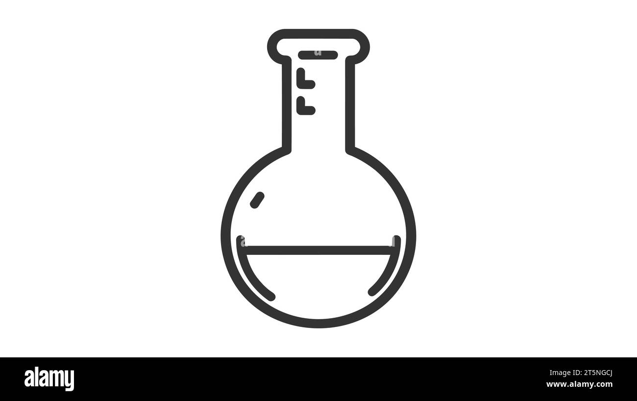 A black vector icon of a round-bottom flask with bubbling liquid ...