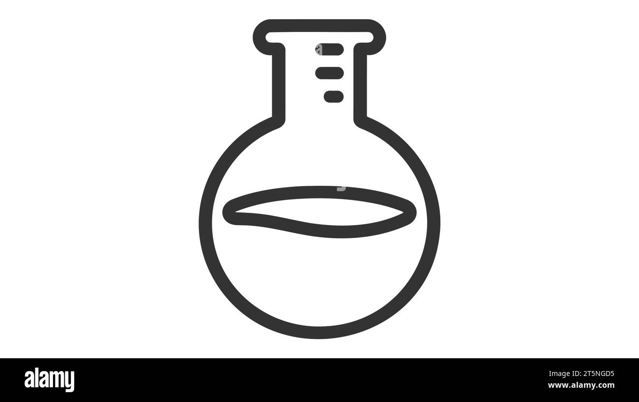 A black vector icon of a round-bottom flask with bubbling liquid ...