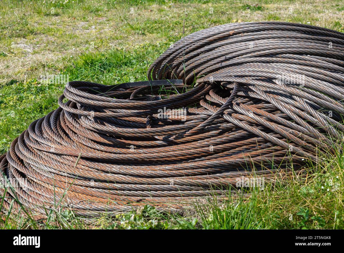 Rusty steel cable on a meadow in South Tyrol Stock Photo - Alamy
