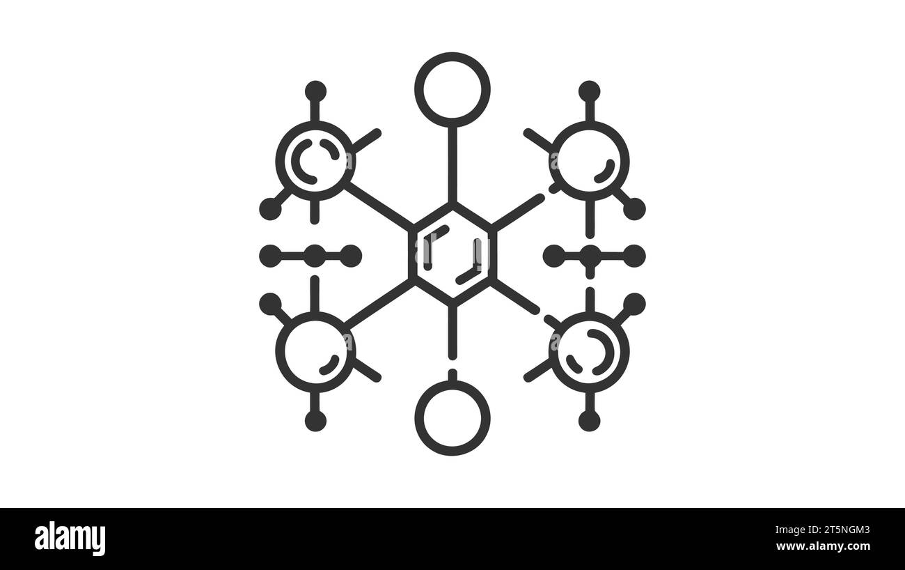 A black and white vector icon of a chemical structure, symbolizing ...
