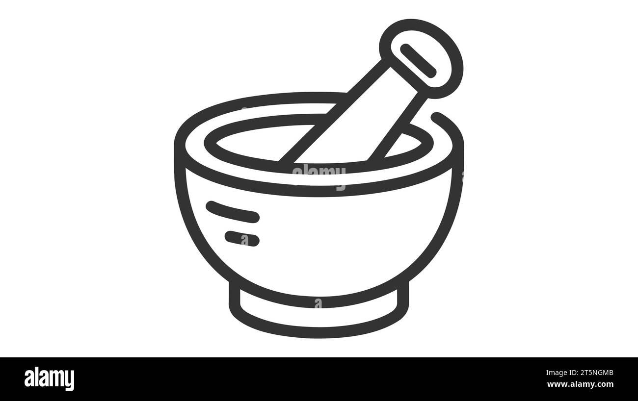 Black outlined vector illustration of a mortar and pestle Stock Vector ...