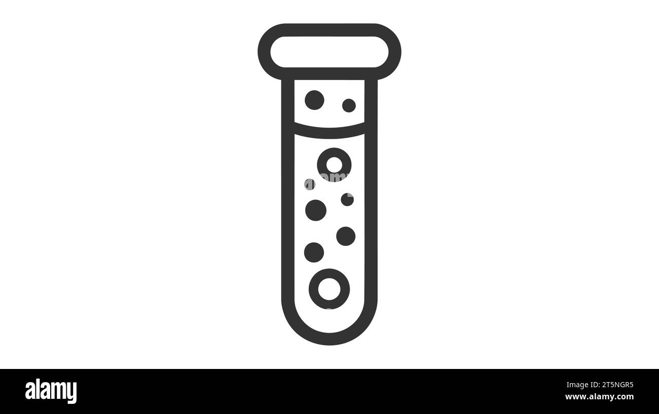 A black vector icon of a test tube, filled with a liquid and marked ...