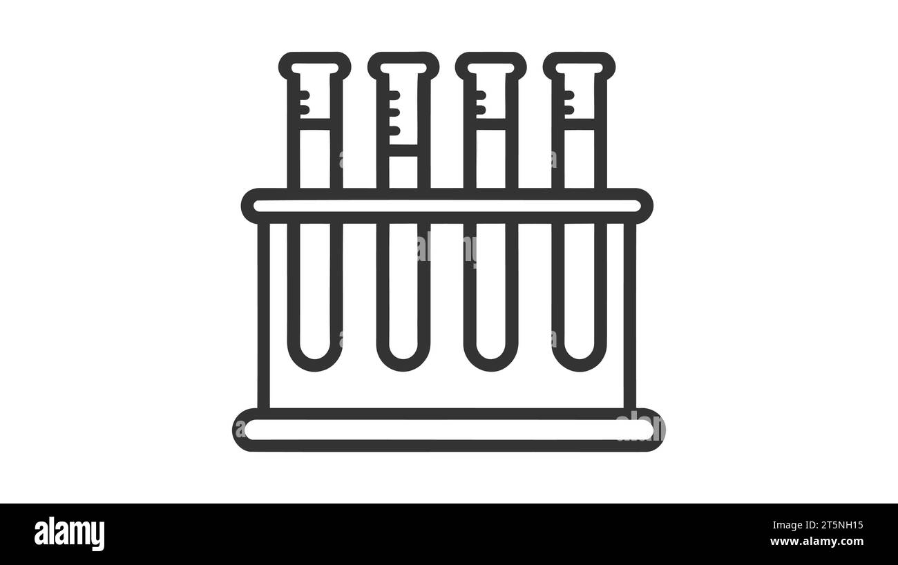 A simple black and white icon of a test tube rack with multiple test ...