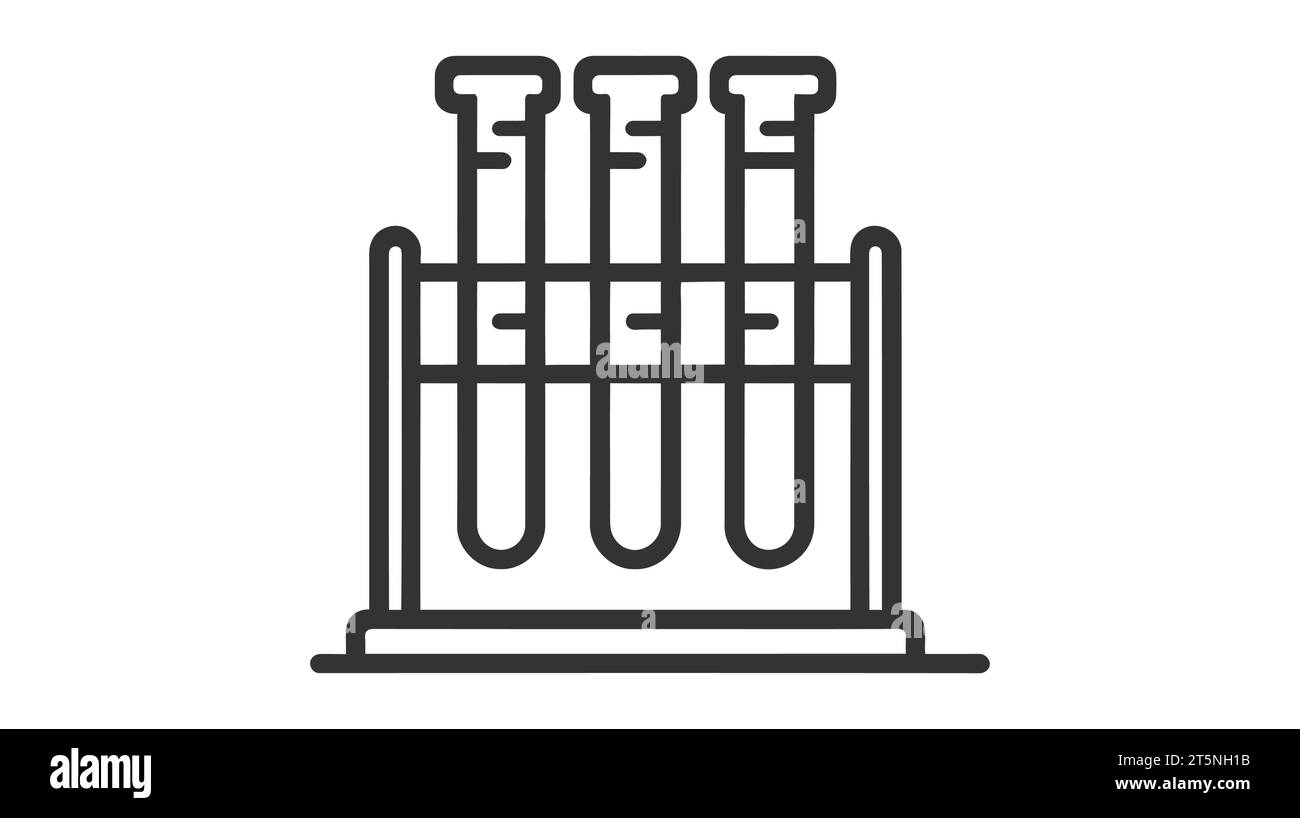 A simple black and white icon of a test tube rack with multiple test ...