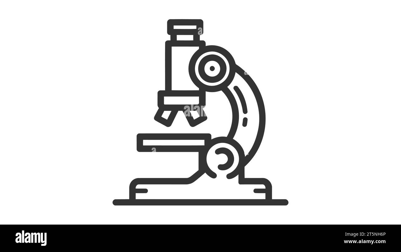 A black and white vector icon of a microscope, representing science and ...