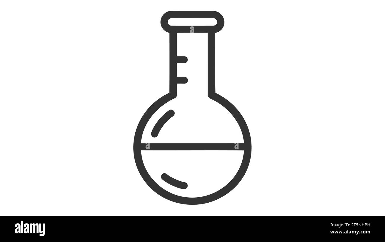 A black vector icon of a round-bottom flask with bubbling liquid ...