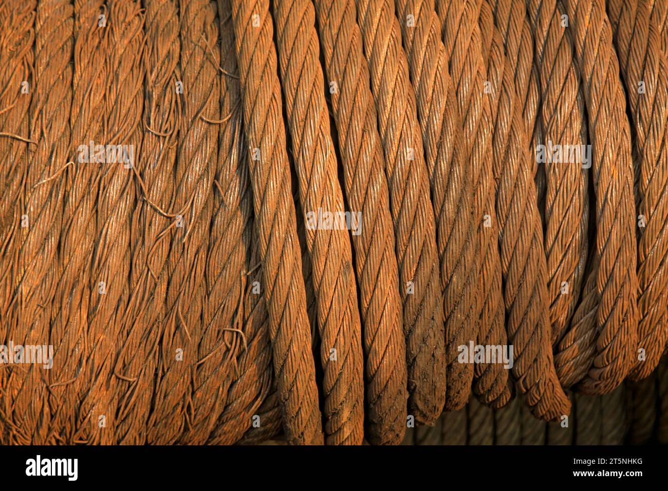 winch wire rope that is full of oil, closeup of photo Stock Photo - Alamy