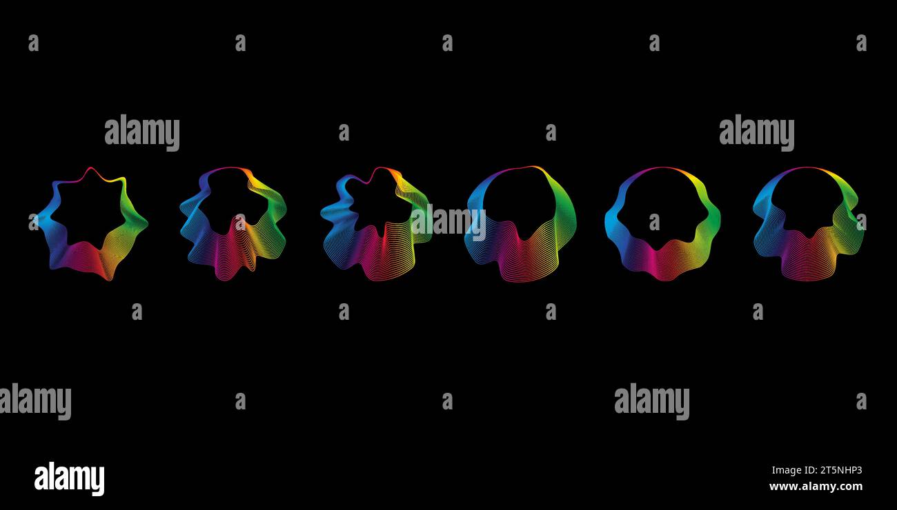 Sound smooth waves of shapes of different shapes, Set Equalizer rainbow ...