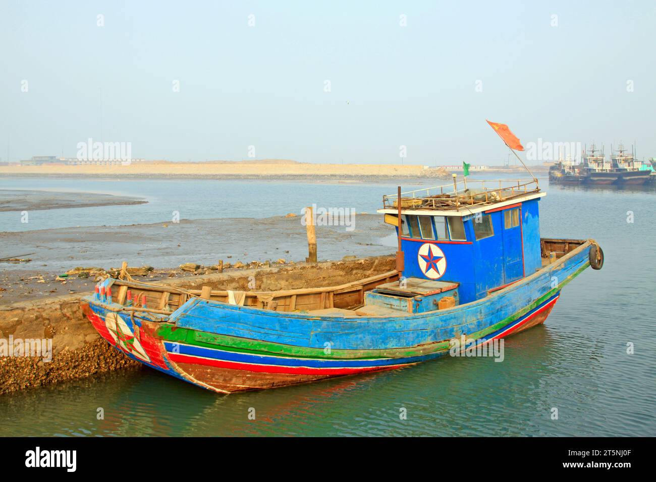 wooden fishing boat port wharf berthing, closeup of photo Stock Photo ...