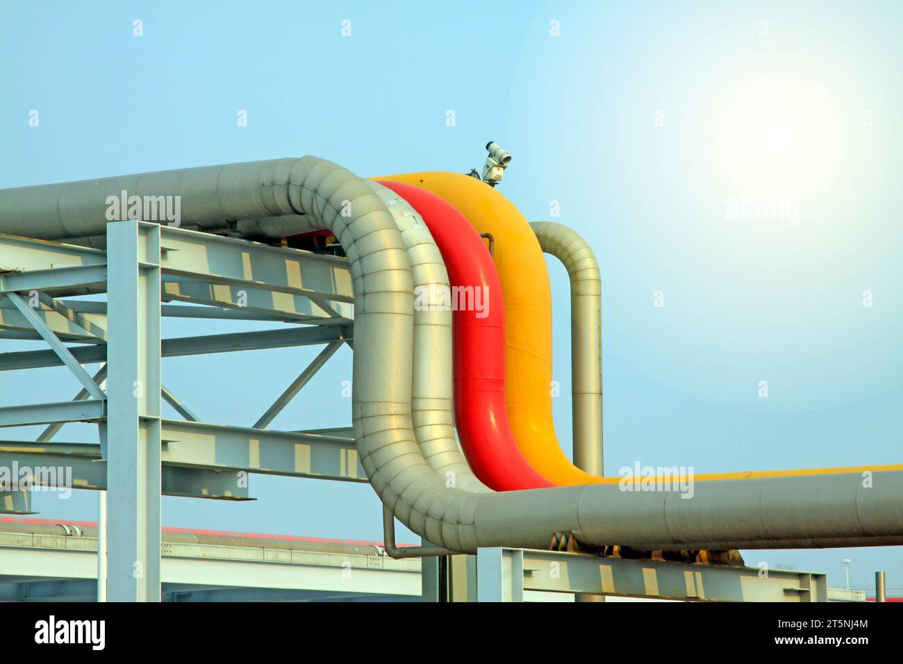 crude oil transmission equipment in a oilfield, closeup of photo Stock ...