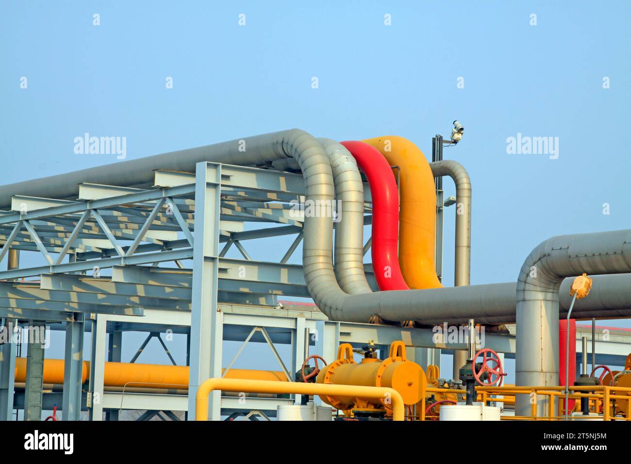 crude oil transmission equipment in a oilfield, closeup of photo Stock ...