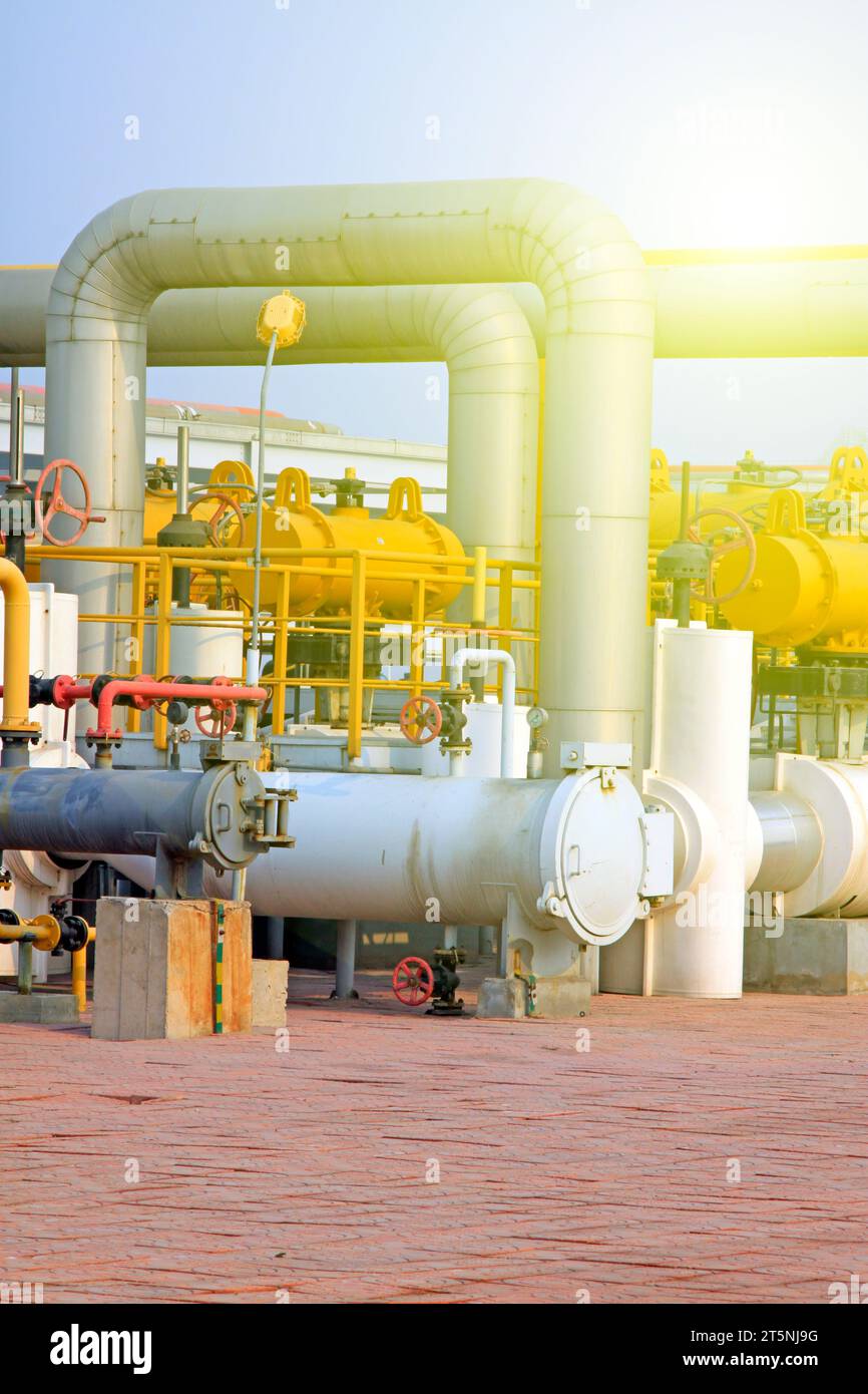 crude oil processing and transmission equipment, closeup of photo Stock ...