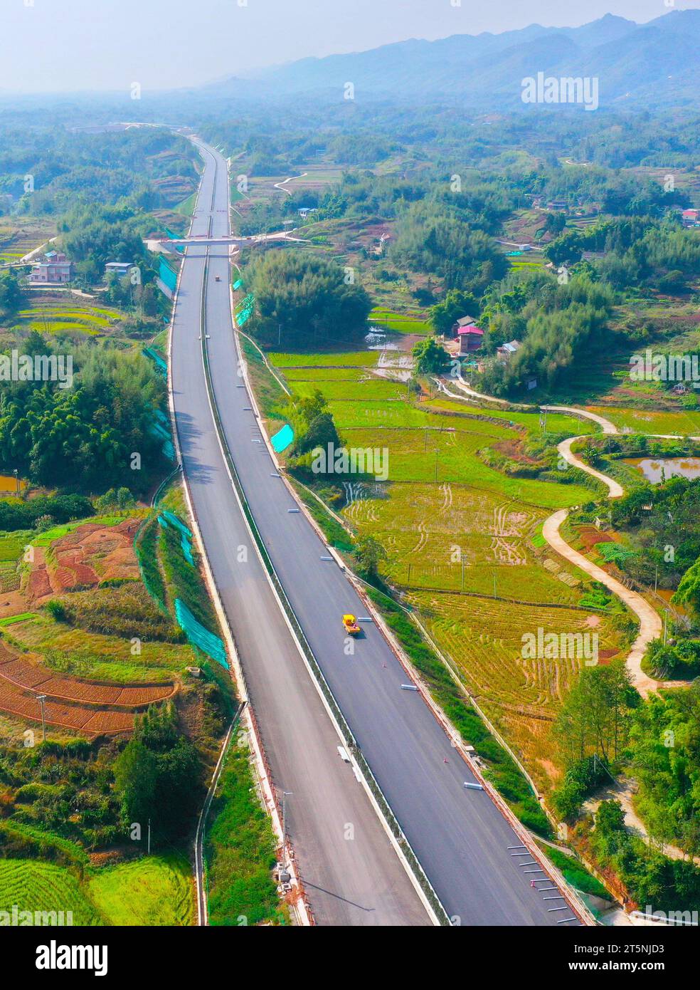 A general view of the construction site of Qihe Junction Interconnecting project of Liangping to ...