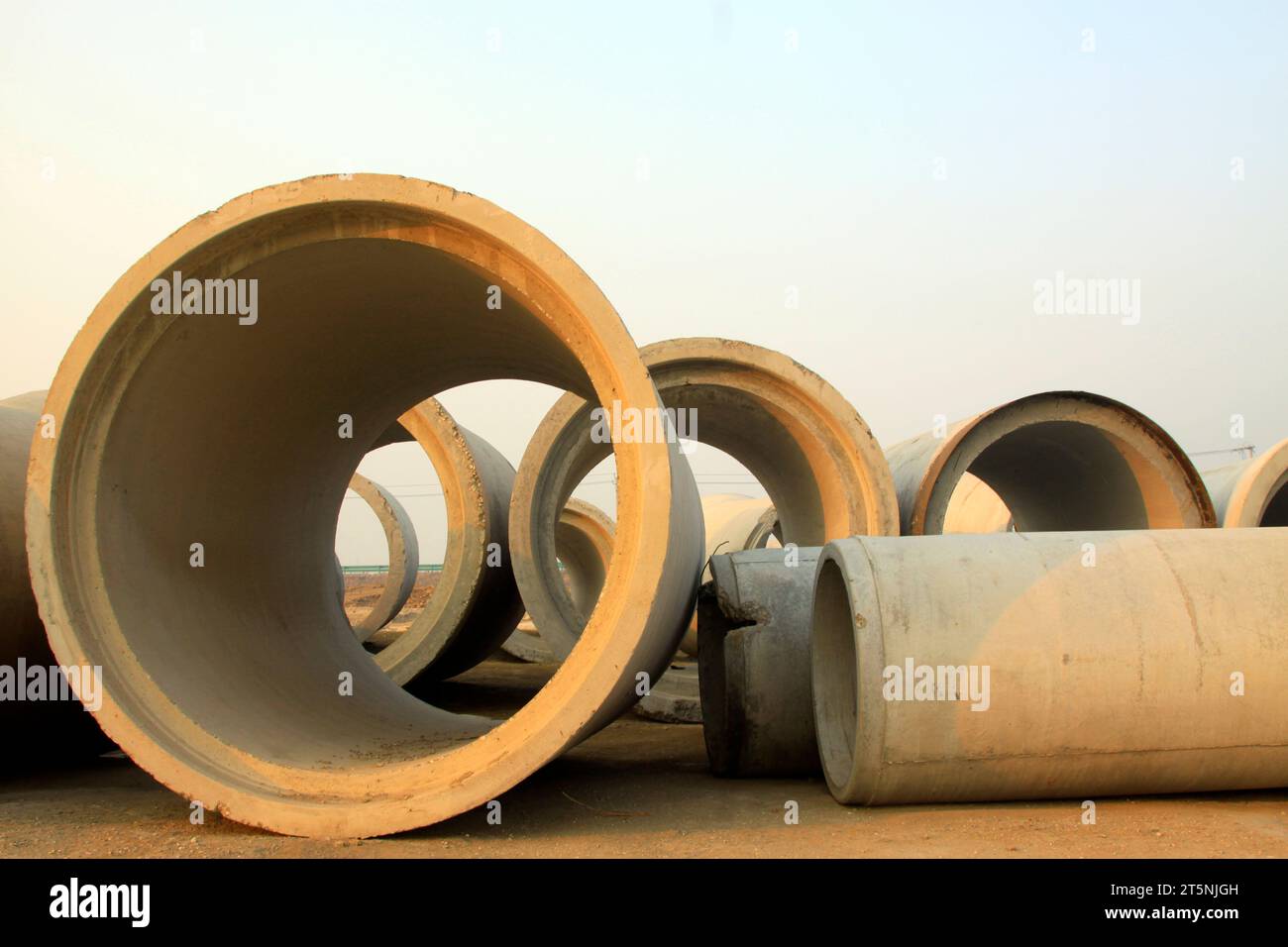 cement concrete prefabricated pipings, closeup of photo Stock Photo - Alamy