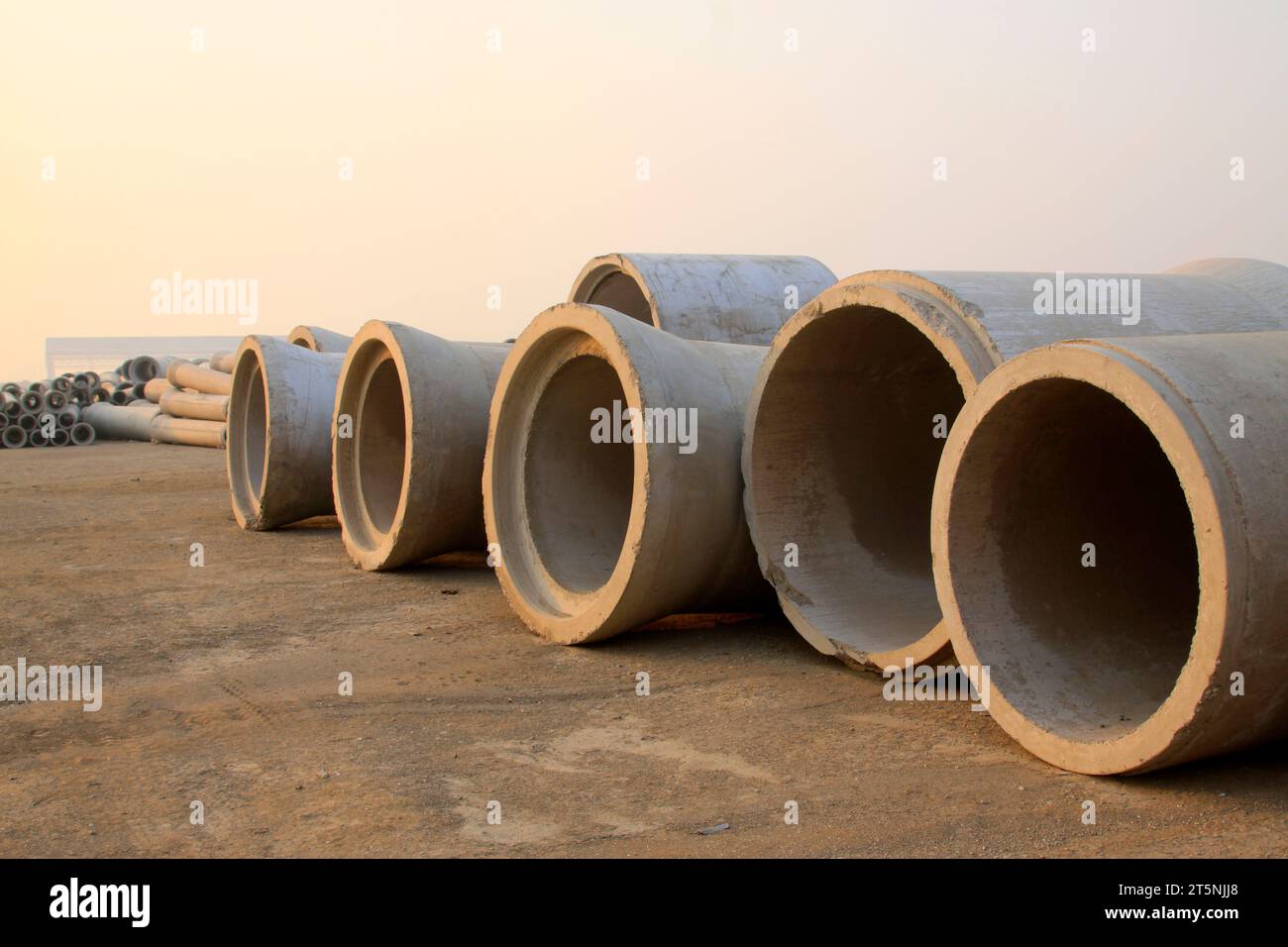 cement concrete prefabricated pipings, closeup of photo Stock Photo - Alamy