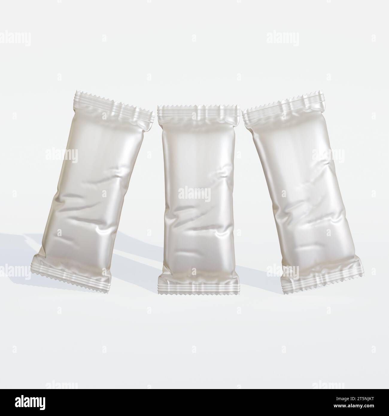 Protein bar packaging white color and realistic render with metalic or ...