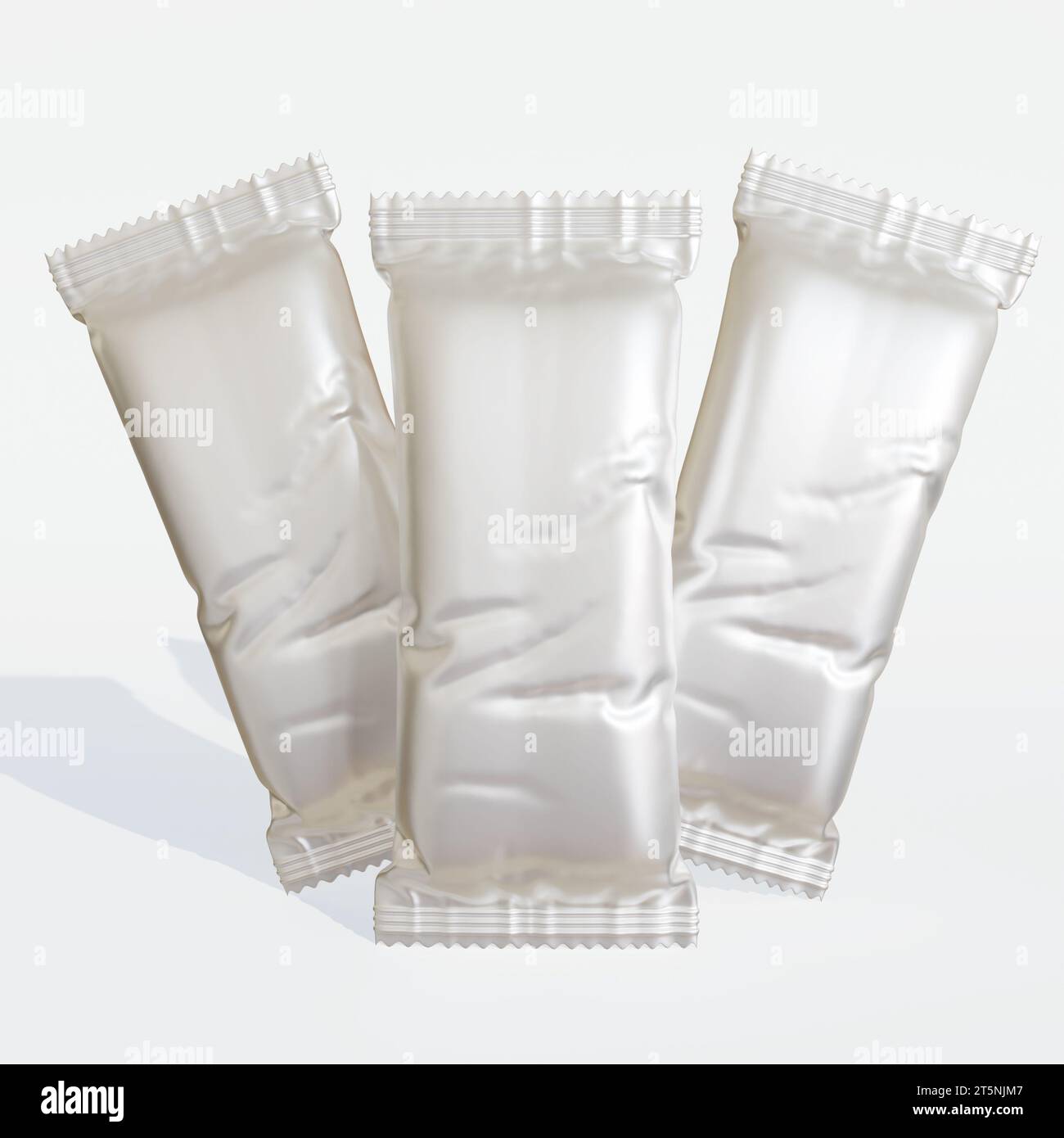 Protein bar packaging white color and realistic render with metalic or ...