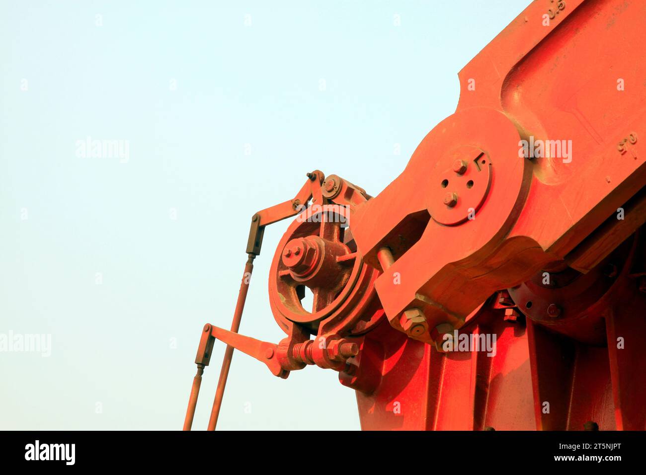 Crank balanced beam pumping unit brake safety device, closeup of photo ...