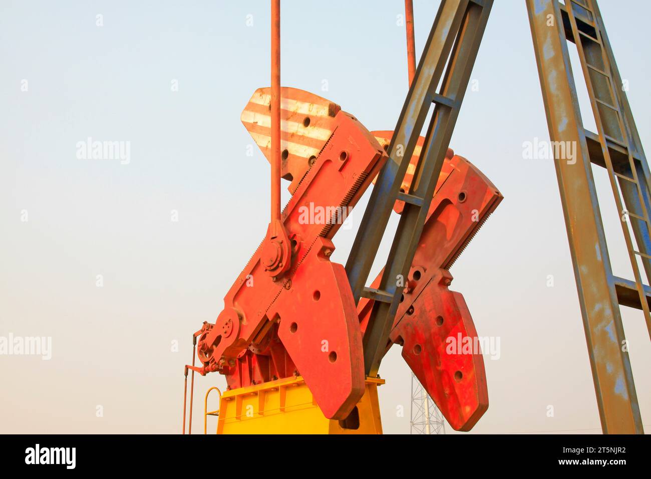 Crank balanced beam pumping unit crank balance block, closeup of photo ...