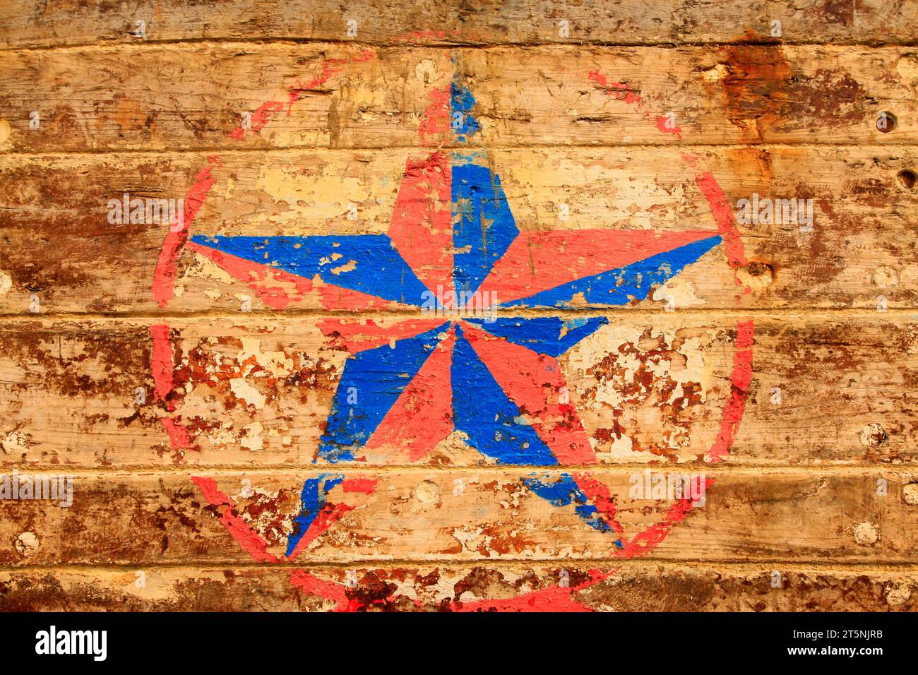 paint peeling pentagram star pattern, closeup of photo Stock Photo - Alamy
