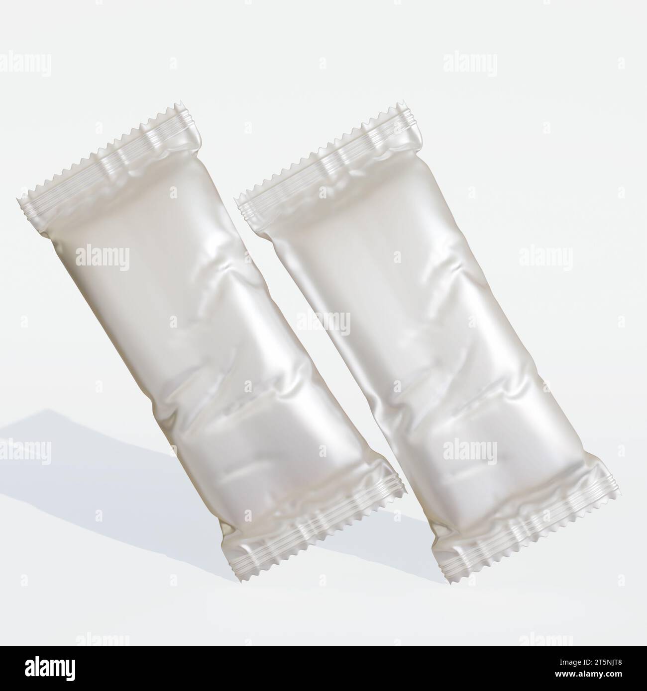 Protein bar packaging white color and realistic render with metalic or ...