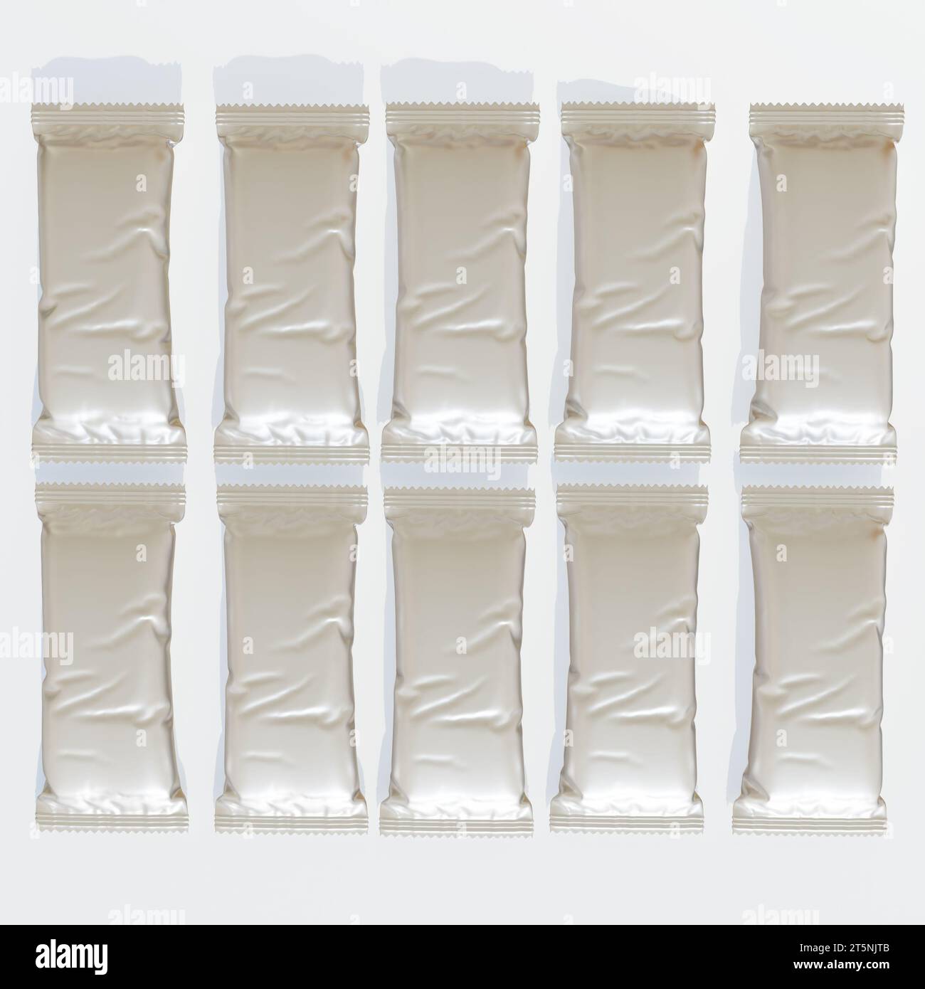 Protein bar packaging white color and realistic render with metalic or ...