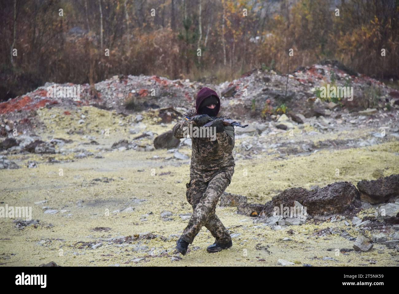 A man takes part in a military training course for the civilian ...