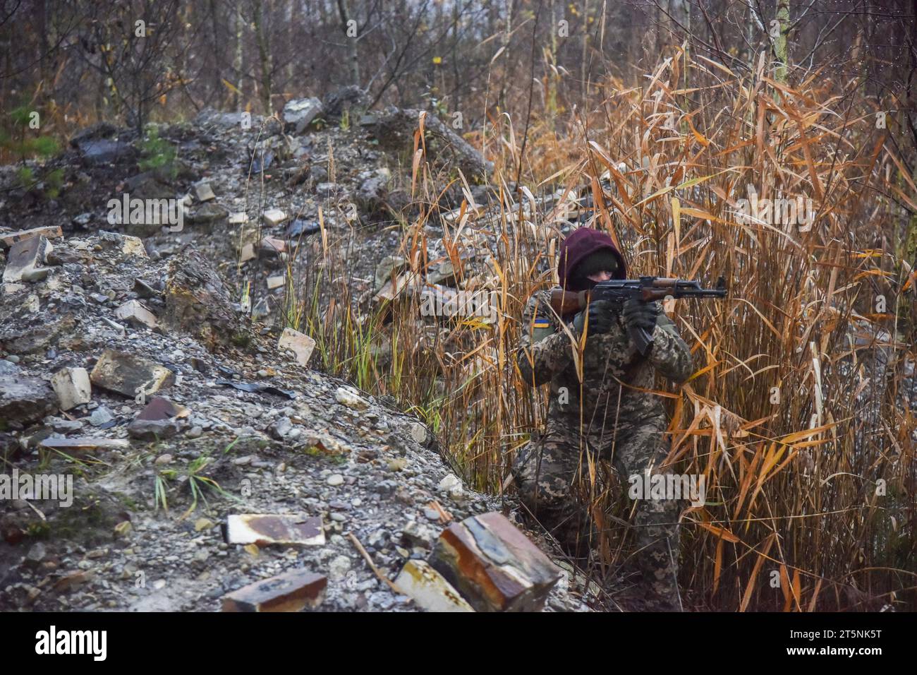 A man takes part in a military training course for the civilian ...