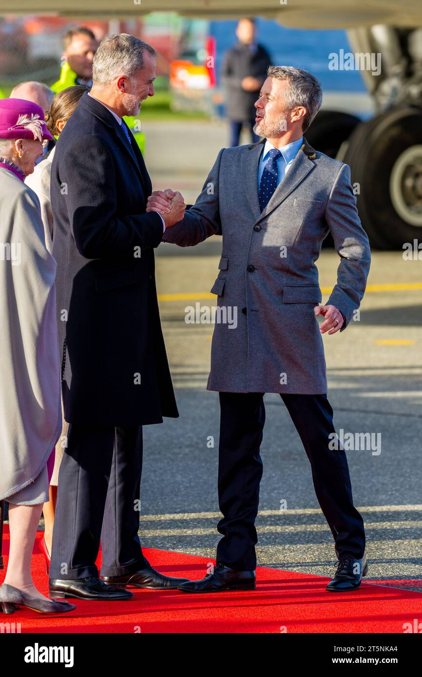 King Felipe VI and Crown Prince Frederik of Denmark during arrival at ...