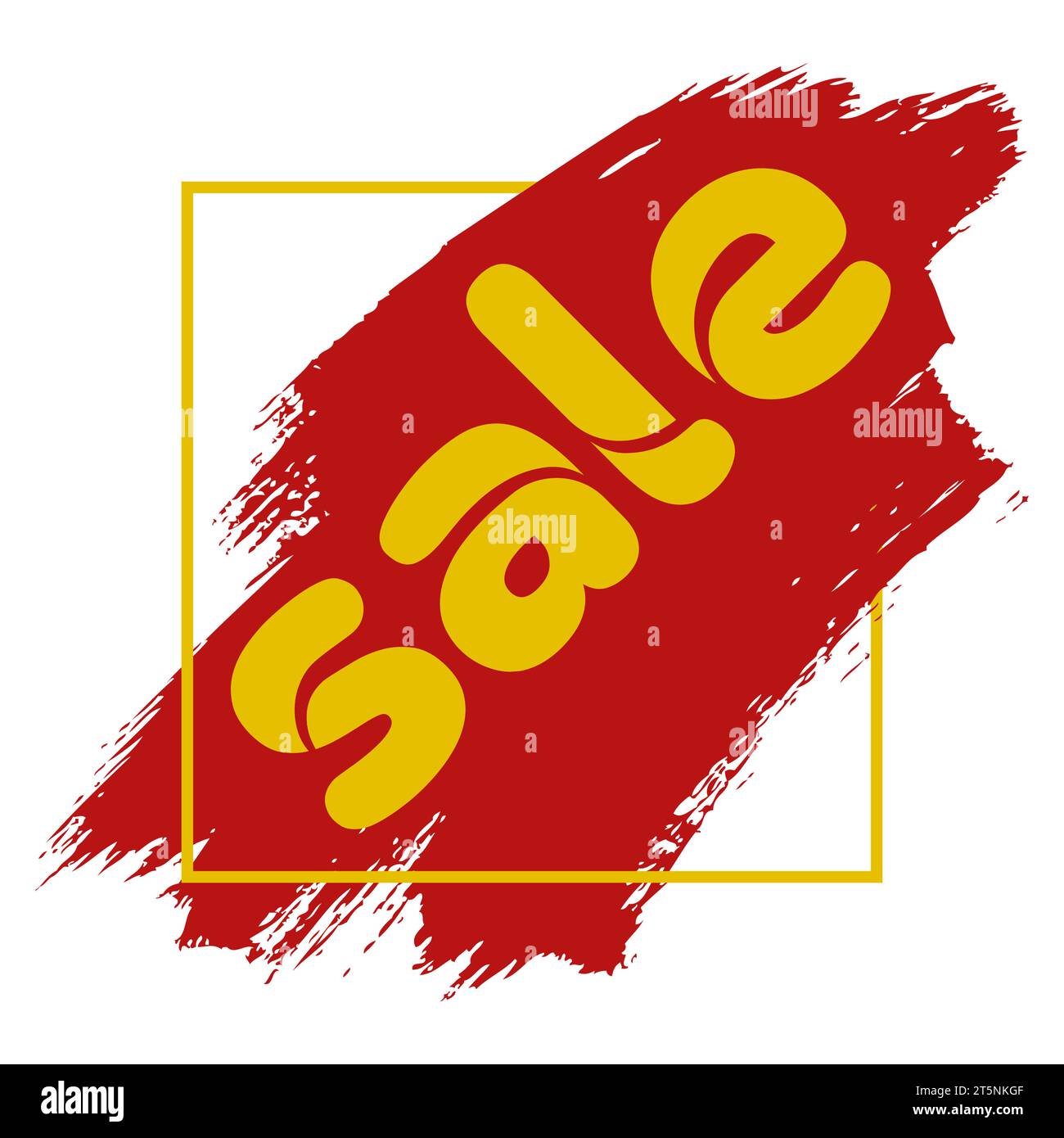 The inscription SALE in a thin frame on the red brush stroke background ...