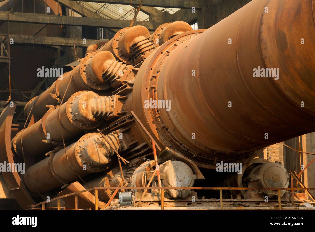 rotary kiln in a cement plant, closeup of photo Stock Photo - Alamy