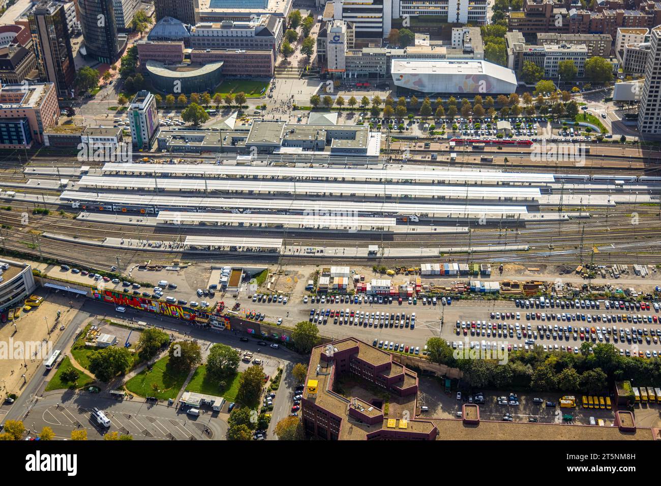 Aerial view, Central Station and German Football Museum, City, Dortmund ...