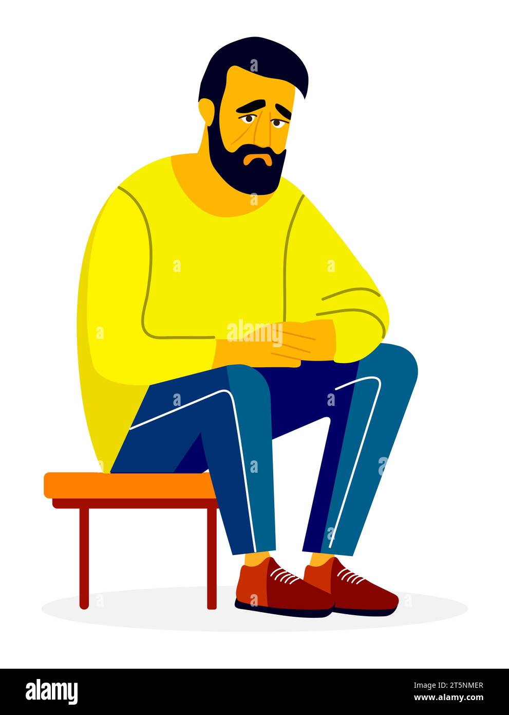 Frustrated, sad man sit. Upset male have problem. Stressed person ...