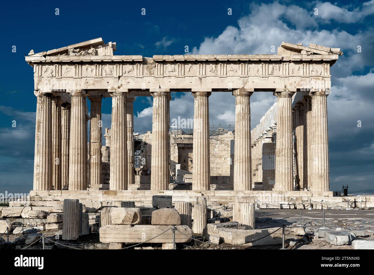 Ancient Parthenon temple in Acropolis, Athens, Greece. Vintage ...