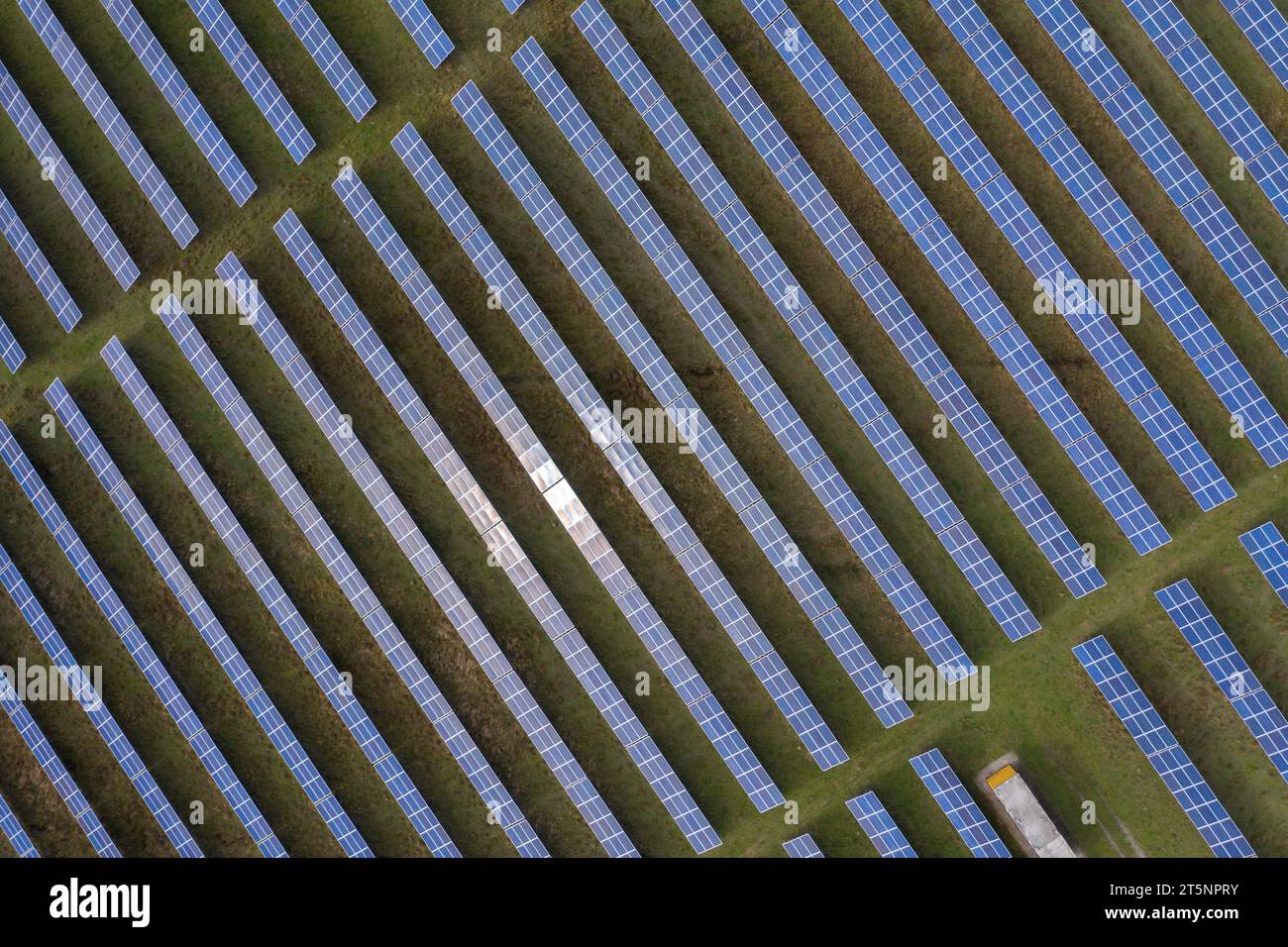 Solar panels aerial view. Solar energy modules, photovoltaic PV plant ...