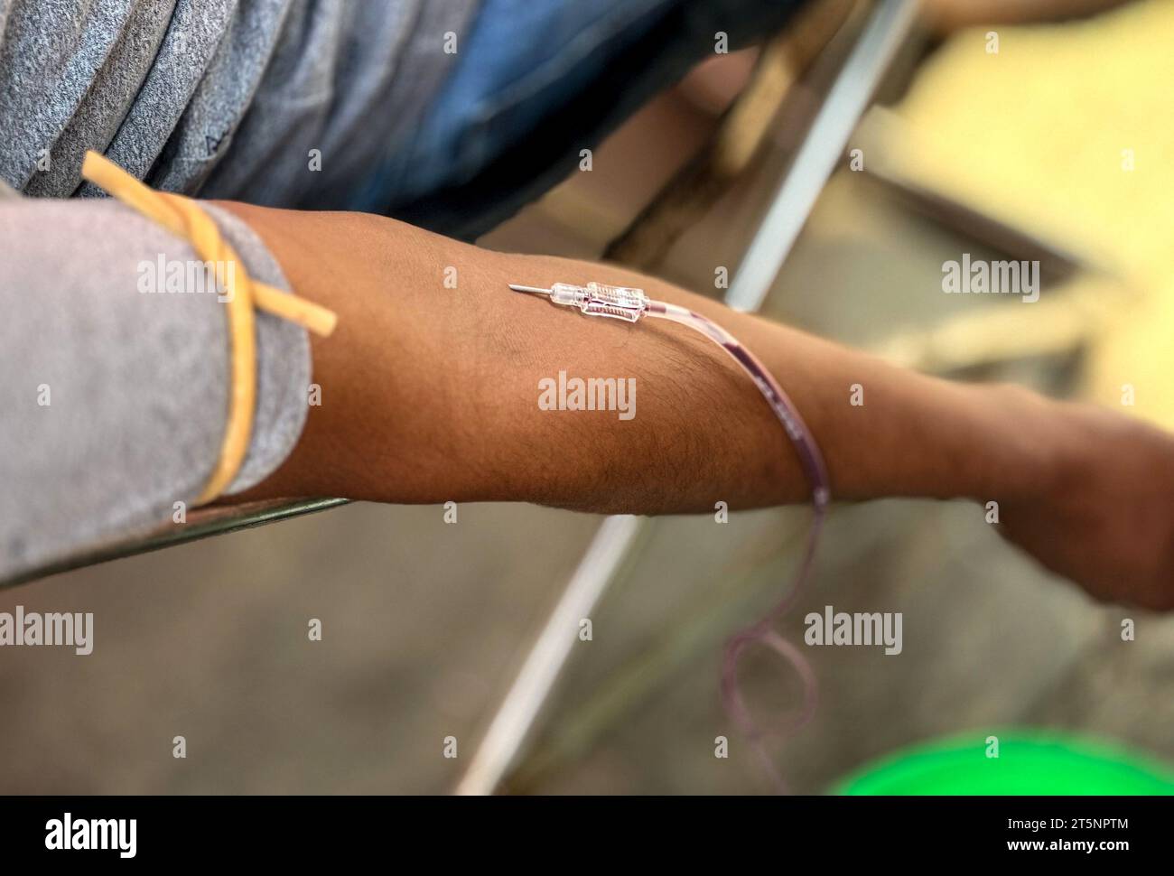 Kathmandu, Bagmati, Nepal. 6th Nov, 2023. A man donates blood at a ...