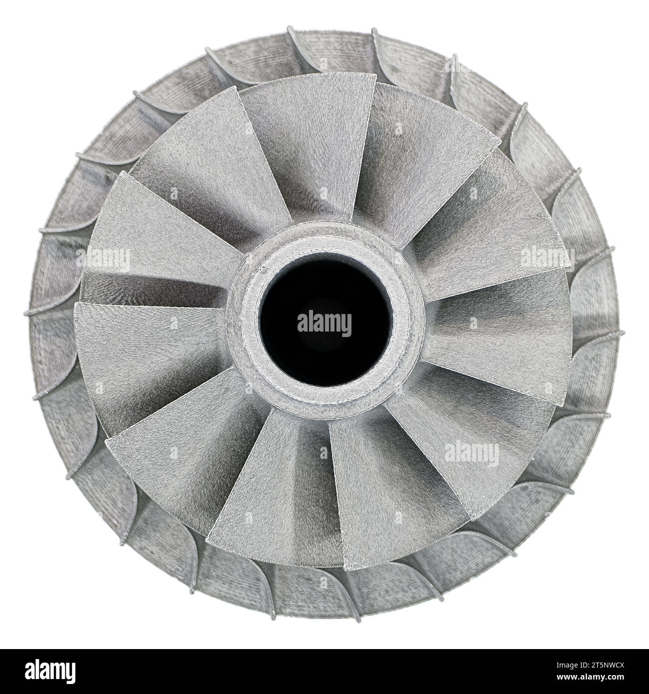 Turbine impeller, 3d-printed component part, close-up shot, isolated on ...