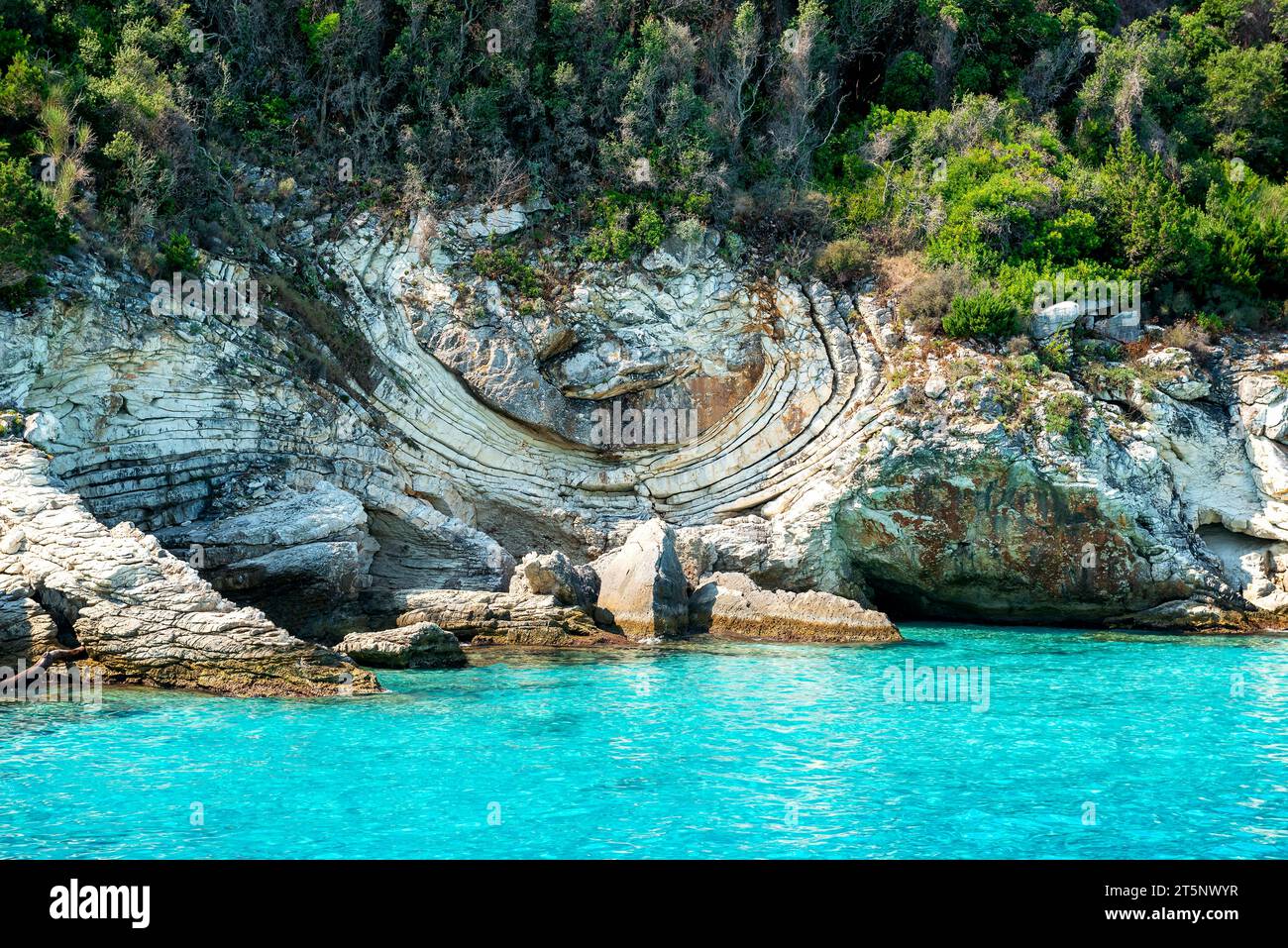 Antipaxos Island, North-Western Greece. Early Oligocene rock formations ...