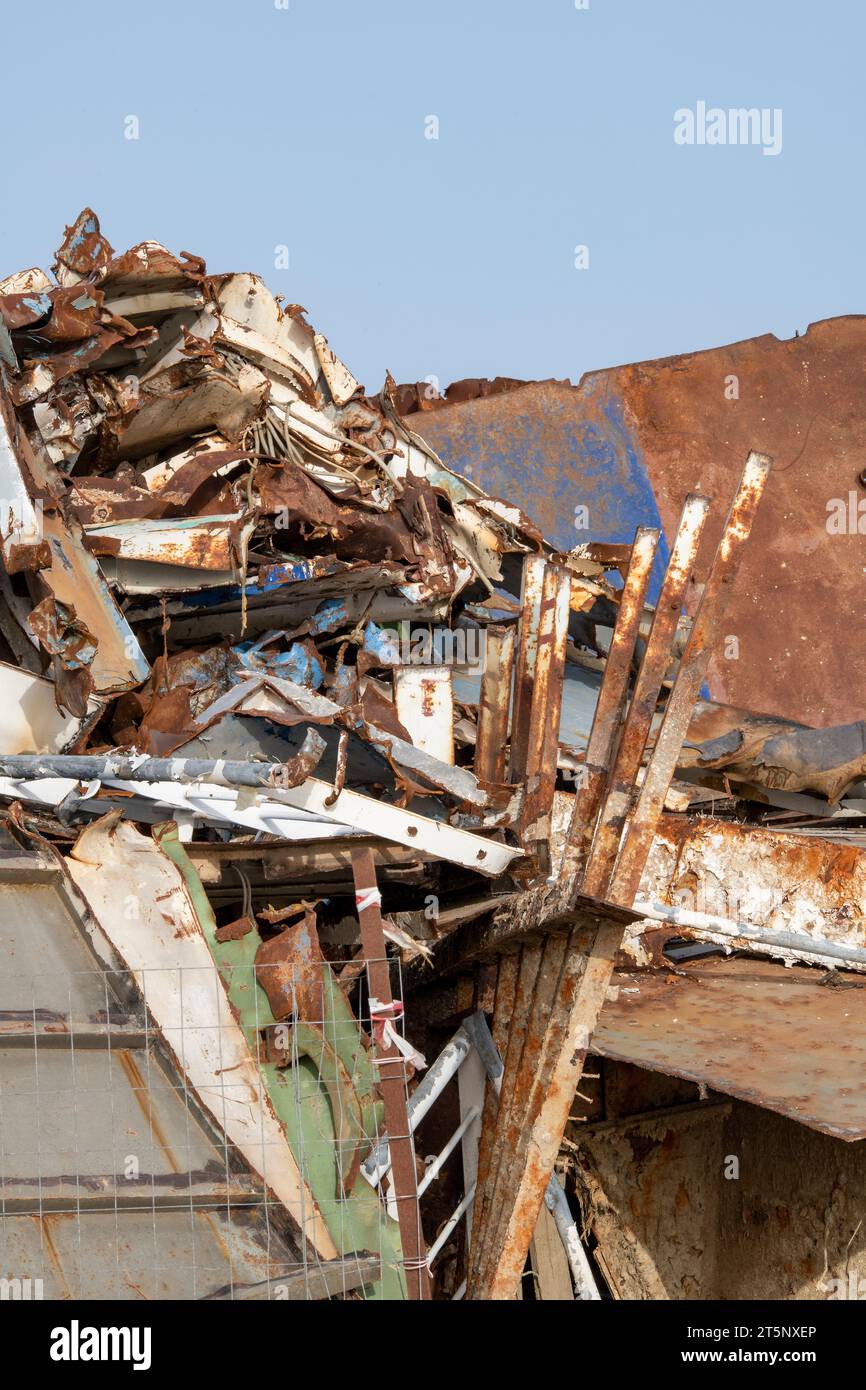 pile of scrap metal for recycling in a scrapyard Stock Photo - Alamy