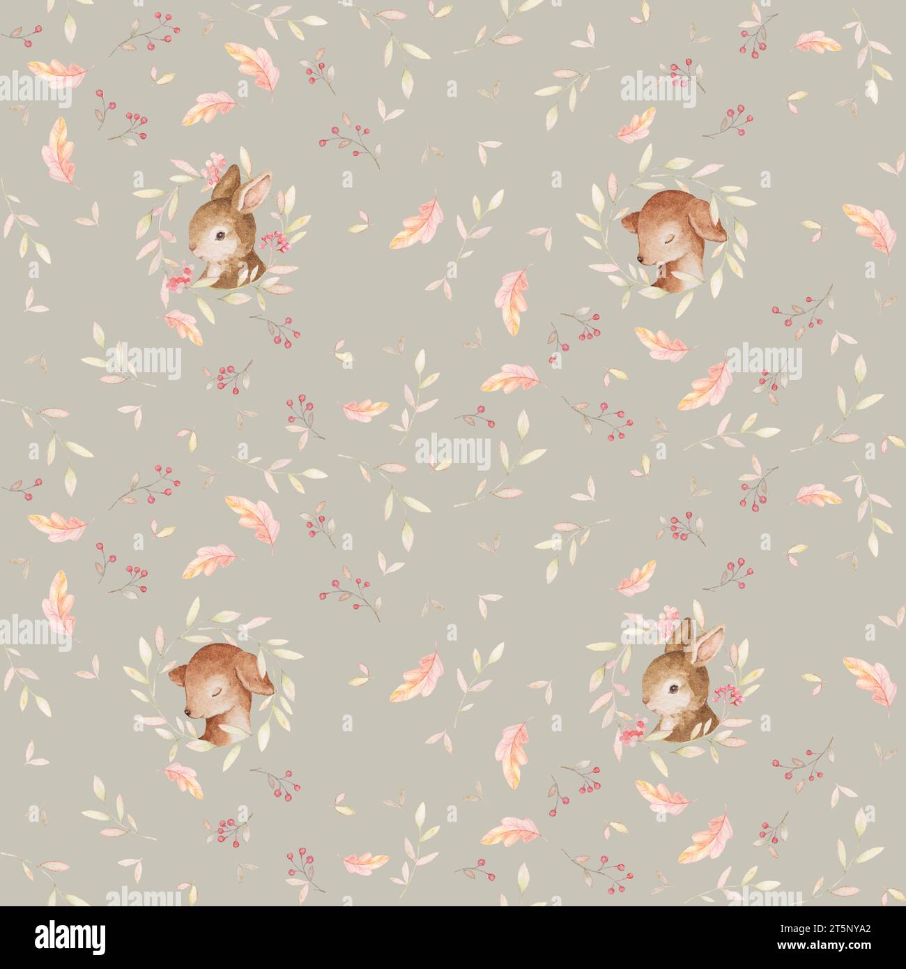 Forest Animals Patterns, Boho Baby Watercolor, Seamless Pattern ...