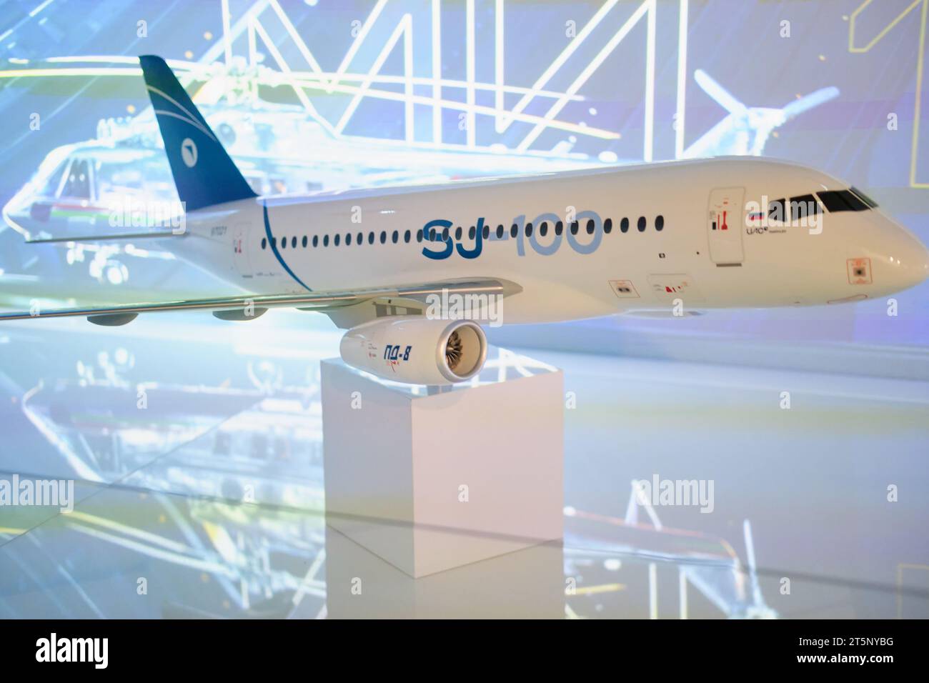 A model of a modern Russian aircraft SJ with a PD-8 engine - Moscow ...